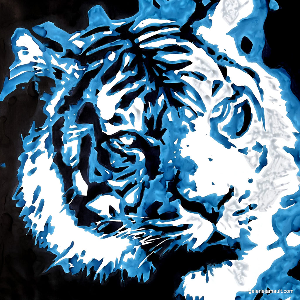 TIGRE bleu - A. Gamard - 60x60 cm - Galerie Jamault